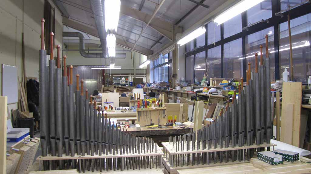 Exeter Cathedral – Choir pipes being racked – Harrison & Harrison Ltd