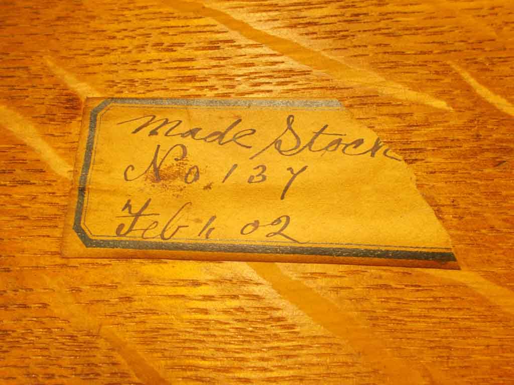 Colchester – label stuck inside action (1) – Harrison & Harrison Ltd